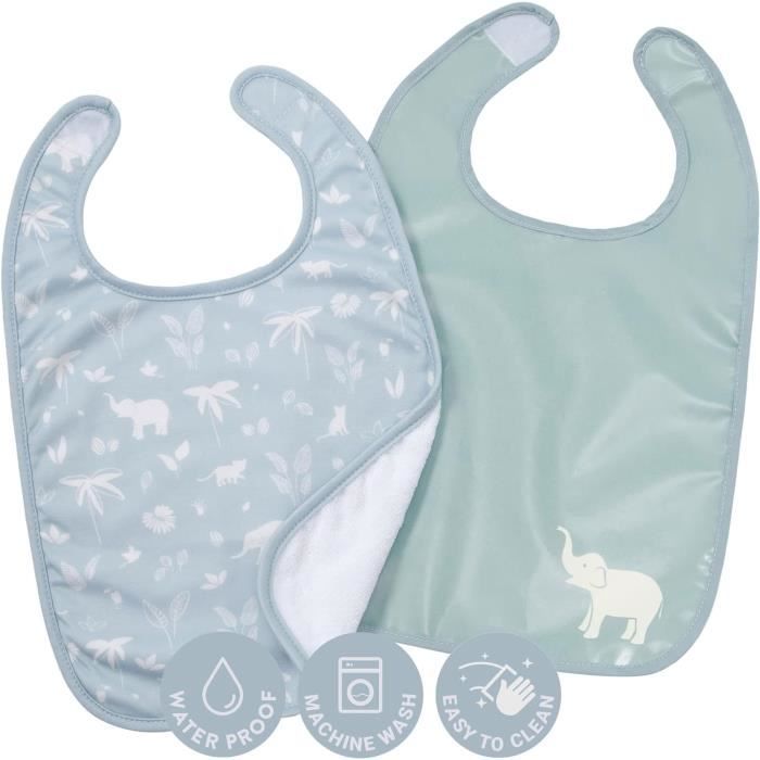 Set Of 2 Bibs | Soft & Waterproof With A Hook & Loop Closure | Infant ...