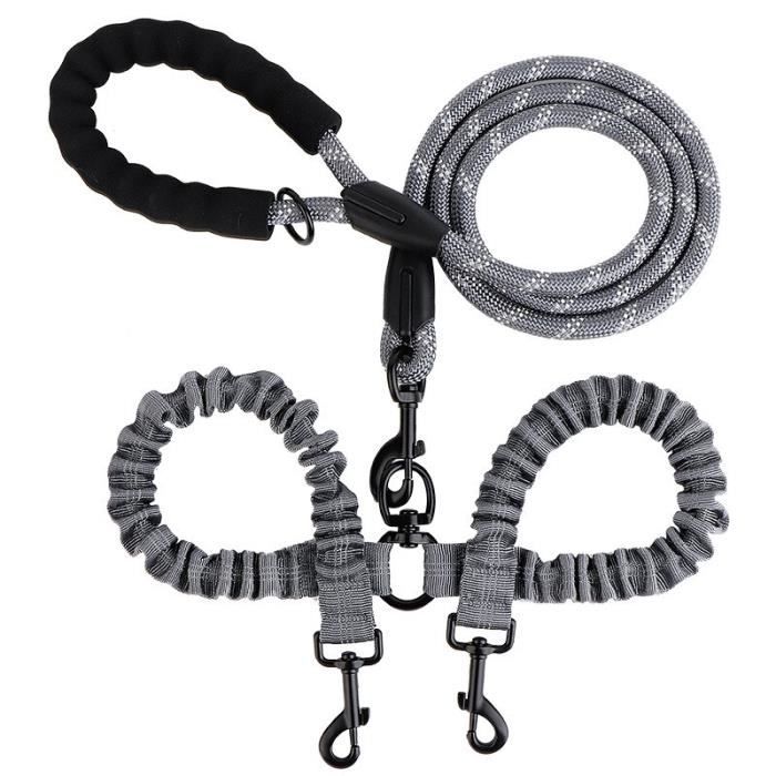 Pet Dog Leash One Drag Two Double Leash Anti-winding Telescopic Elastic ...