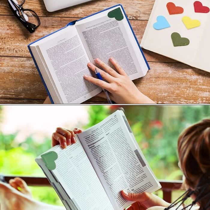 JIN-3 Ensemble de signets en cuir en forme de cœur fait à la main avec ...