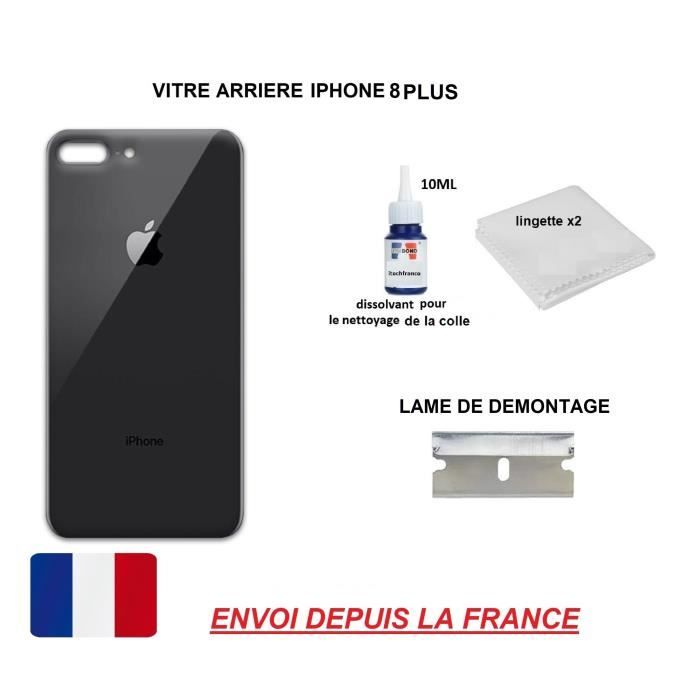 Vitre arrière compatible IPHONE 8 PLUS 5.5 GRIS SIDERAL/NOIR qualité ...