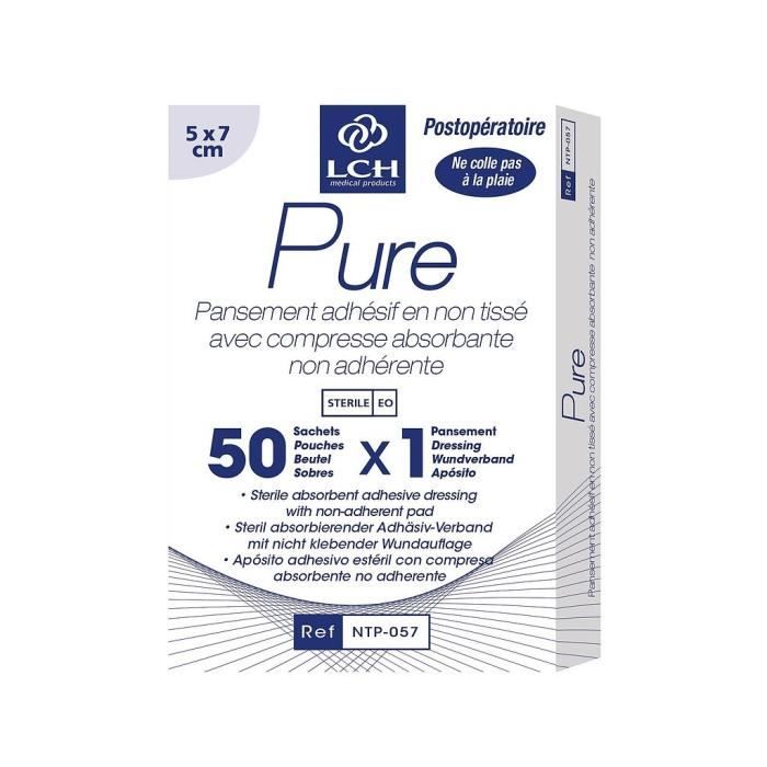 LCH - Boîte de 50 Pansements Adhésif avec Compresse Absorbante 5 x 7 cm ...