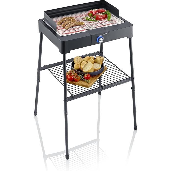 Barbecue Électrique 2 200 W Avec Grille Inox, Barbecue Sur Pieds Avec Pare-Vent Amovible, Ebbq ...