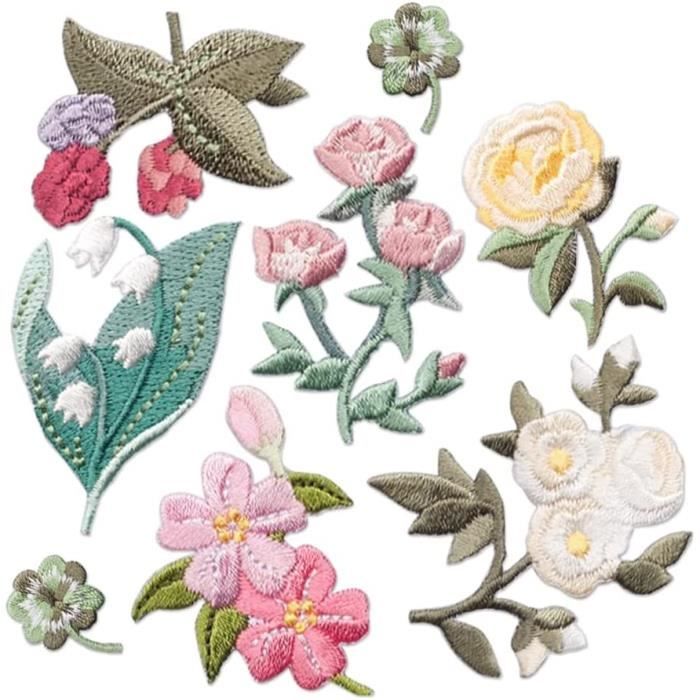 Csirnto Ecusson Thermocollant Fleur 7 Pièces Thermocollants Appliqués à Fleurs Accessoires de ...