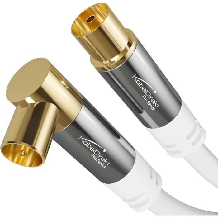 \ Cable Antenne Hdtv \ 1,5 M \ (75 Ohms, Connecteur M Coaxial Coudé (90 ...