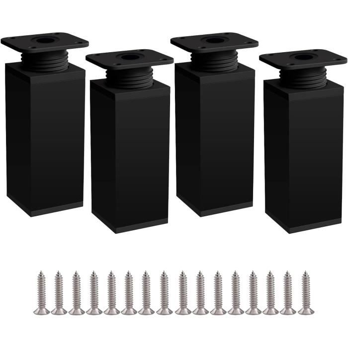 Pieds De Meuble 4 Pieds, Pied De Table 10Cm Noir Pied Reglable Pour Meuble En Hauteur Fabriqué ...