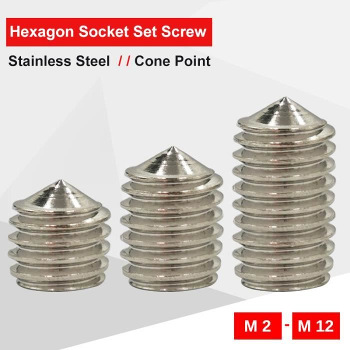 M2.5-12 mm 10 PCS -Vis à douille hexagonale M2 M2.5 M3 M4 M5 M6 M8 M10 M12, vis de réglage à ...