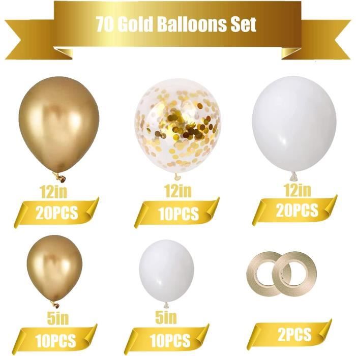 70 Pièces Ballon Dorés Ballon Confettis Ballon Or Métallique Ballons ...