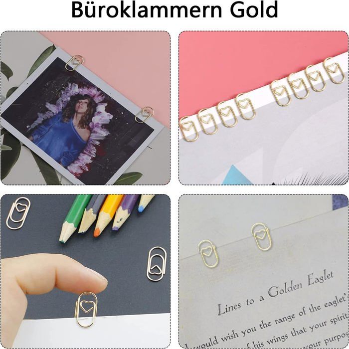 Lot De 130 Trombones En Forme De Cœur Doré Avec Boîte Transparente ...