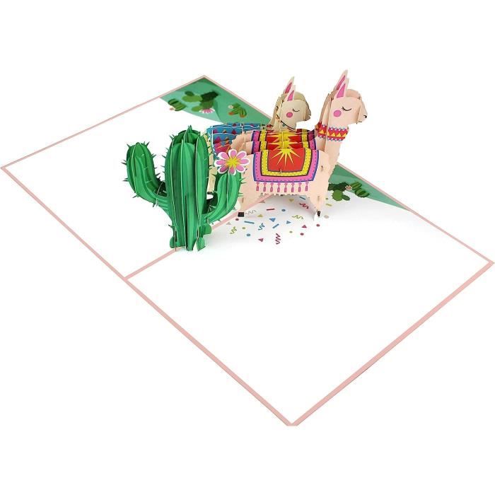 Carte Pop-Up – Lamas avec cactus – Carte de vœux 3D pour un ...