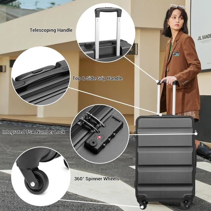 Bagage à main moyen, grand bagage en soute à coque rigide en Abs Tsa ...