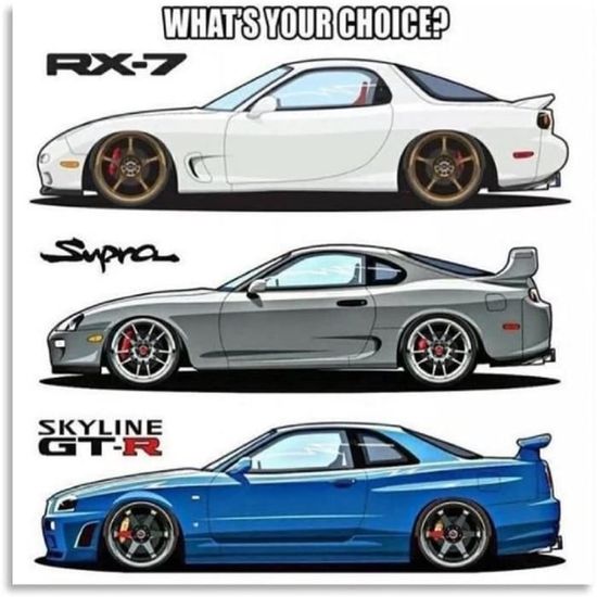 Ts Cars Poster Supra RX7 GTR Voiture de course sur toile Art Poster ...
