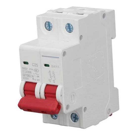 Qiilu Mini disjoncteur 2P Disjoncteur cc 2P 6000A Capacité de rupture Installation sur rail DIN ...