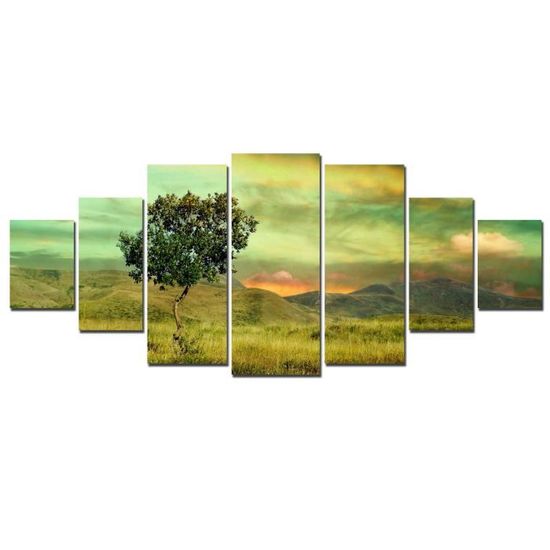 Startonight Grand Format Tableau Art Arbre Solitaire, Impression sur Toile XXL Moderne 7 pieces ...