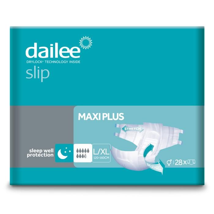 Dailee Slip Maxi Plus L/XL - 28x Couches Adultes - Fuites Important 8,5 ...