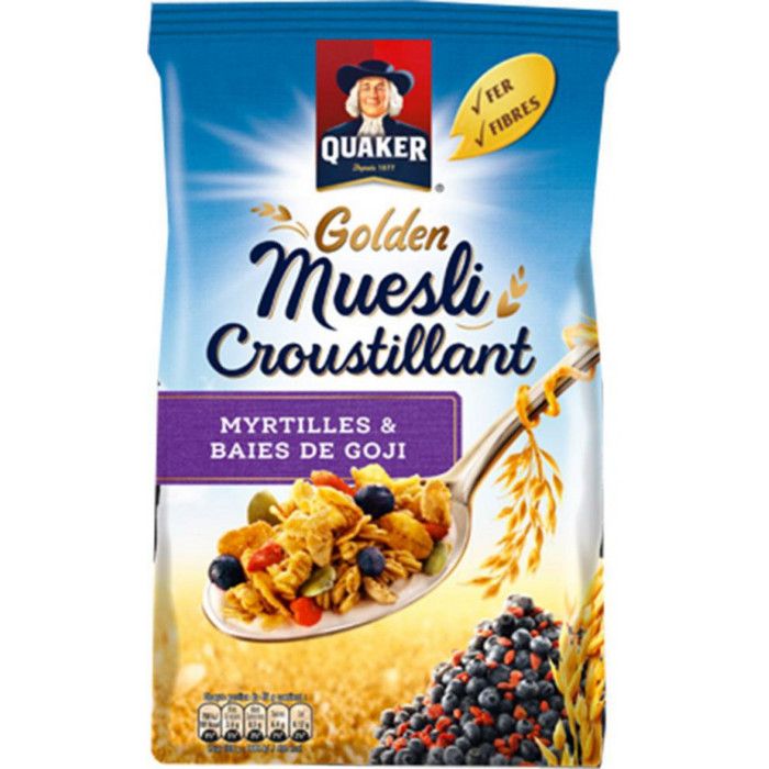 Quaker Golden Muesli Croustillant Myrtilles Et Baies De Goji 500g (lot ...