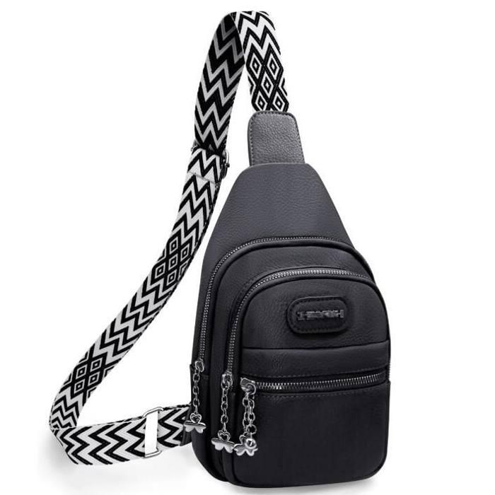 Sac de Poitrine Femme Mode Petit Sac à Dos Bandoulière Femme en cuir PU ...