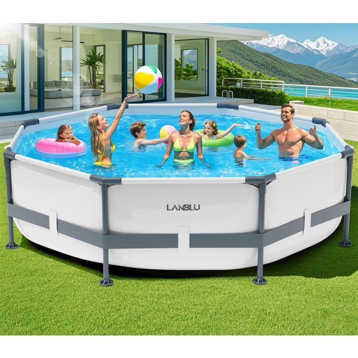 LanBlu Piscine Tubulaire Ronde 300 x 300 x 76cm, Piscine Hors Sol Ronde ...