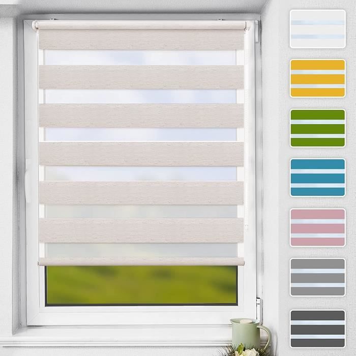 Store enrouleur jour nuit double tissu lin 110x200cm - Marque A114 - Cdiscount Maison