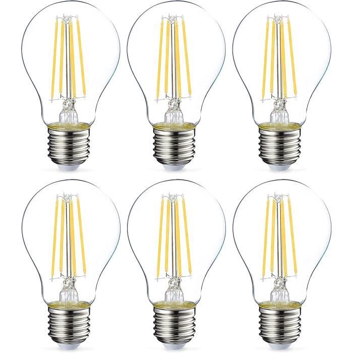 Lot de 6 Ampoules LED G45 6W E27 60W Équivalent - Style Vintage Rétro - Blanc Chaud - Basse ...