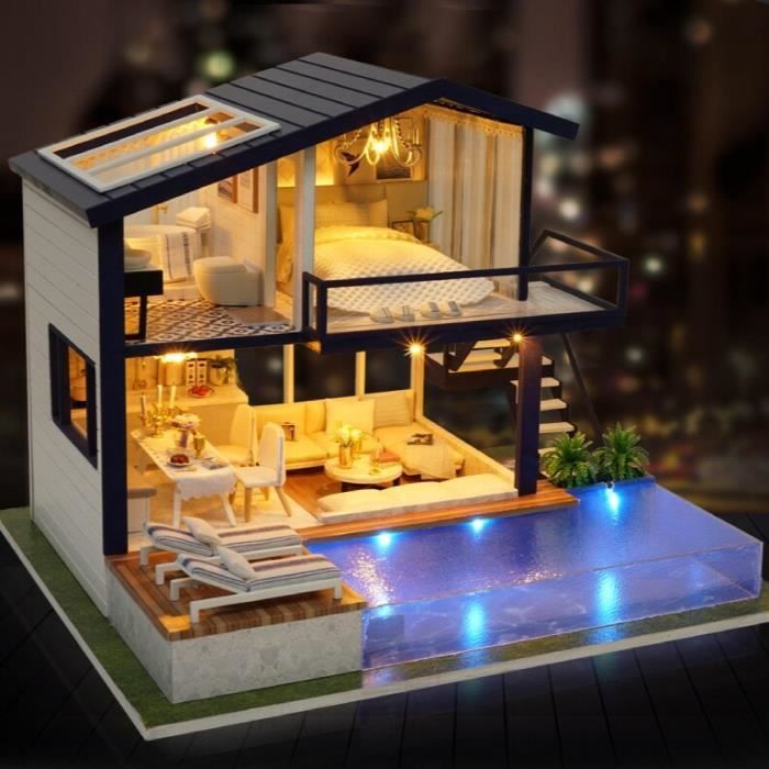 CRAZE Led life DIY Dollhouse pool Puzzle Maquette 3D avec lumière et ...
