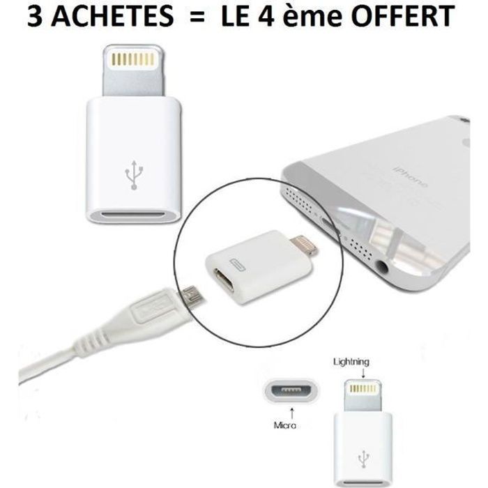 Adaptateur Apple lightning vers micro USB iphone ipad - Cdiscount TV ...