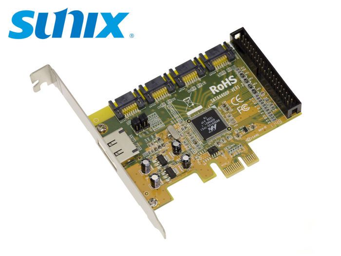 Carte contrôleur PCIe SUNIX 4 ports SATA 1 eSATA et un port IDE avec ...