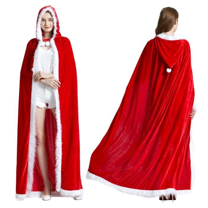 Déguisement Noël Femme Noël Mère Cape Capuchon En Velours Avec