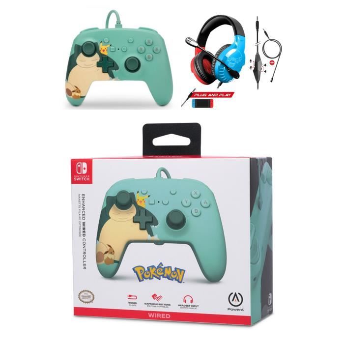 Manette SWITCH Filaire Nintendo Pikachu Ronflex et amis Officielle ...