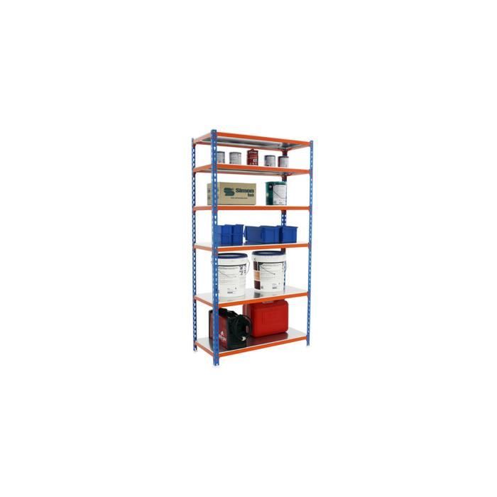 Étagère métallique 6 niveaux - SIMON RACK - KIT SIMONCLICK MEGAPLUS - Bleu - Orange - Galvanisé ...