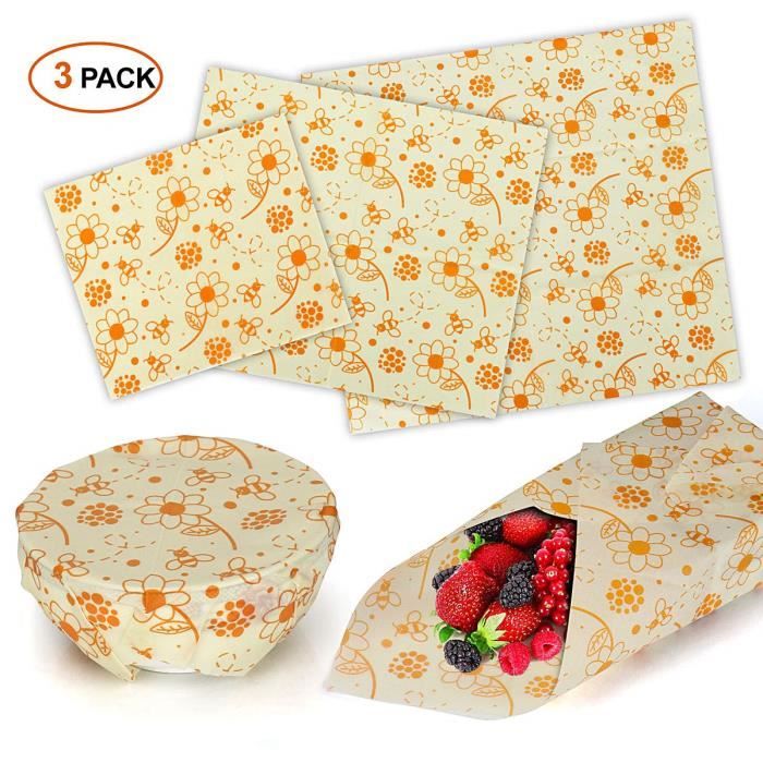 Emballage Alimentaire Reutilisable en Cire d'abeille 3 types Taille ...