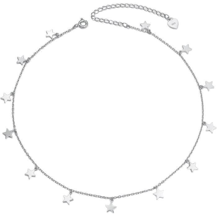 Dainty Argent Sterling 925 Réglable Étoile Collier Ras Du Cou Bijoux ...