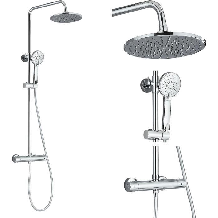 Colonne De Douche Avec Mitigeur Thermostatique,3 Jets Douchette,80-120Cm Barres De Douche ...