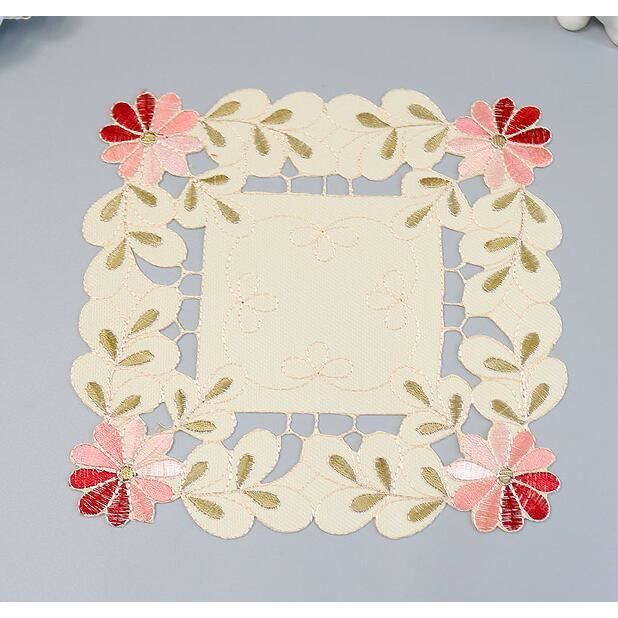 SET DE TABLE,ivory 5-square 20cm--Napperon de table en satin en ...