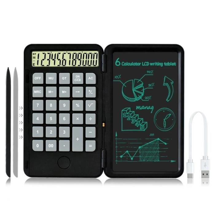 Black-CN -Calculatrice Portable et tablette d'écriture LCD 6 pouces ...