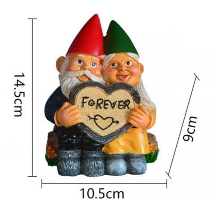 Figurine de couple de nain de jardin - Résine - Décoration intérieure ...