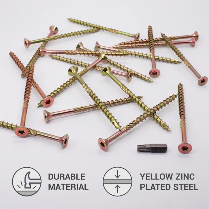 Lot De 10 Vis À Bois En Acier Zingué Jaune Tête Torx Type 17 Tête ...