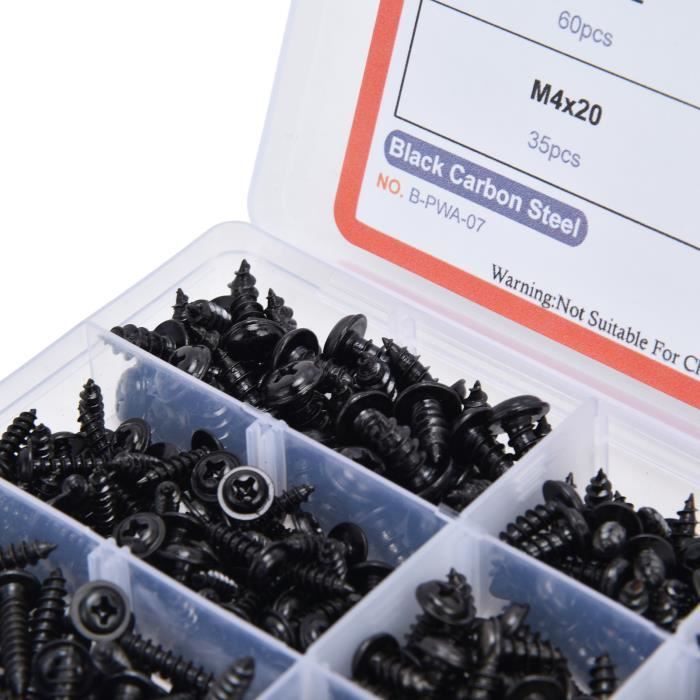 Omabeta jeu de vis autotaraudeuses Kit de vis autotaraudeuses 380 pièces, assortiment de vis ...