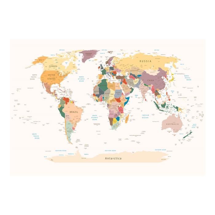Papier peint Carte du monde World Map 250x175 cm - Papier peint ...