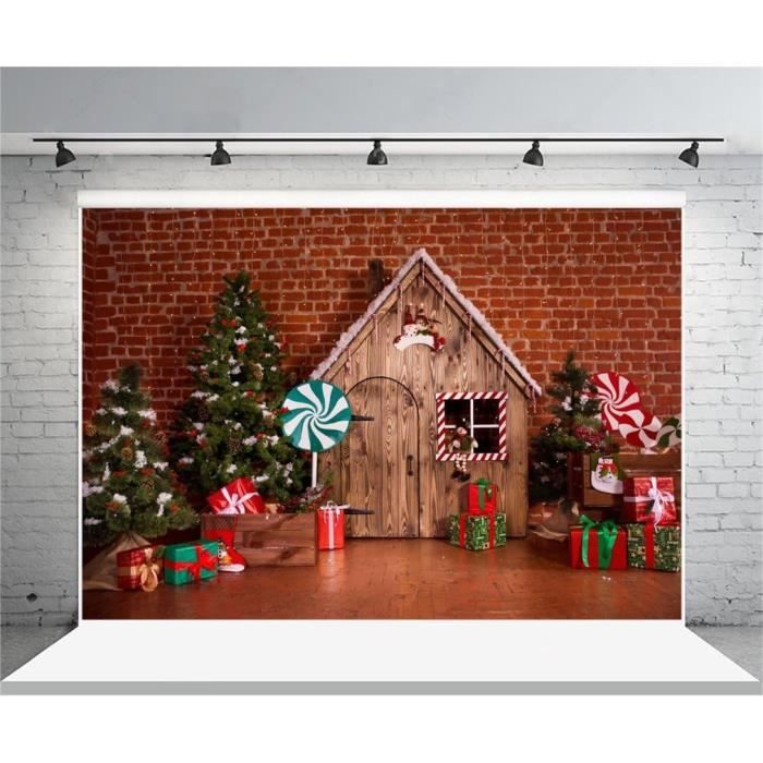 1,5x1m Toile de Fond Sapin Noël Cadeaux Noël Lollipops Bokeh Lights Mur ...