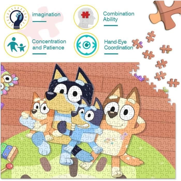 Bluey Puzzles 1000 Pieces Puzzle En Bois Diy Animée Jeu D'Intelligence ...