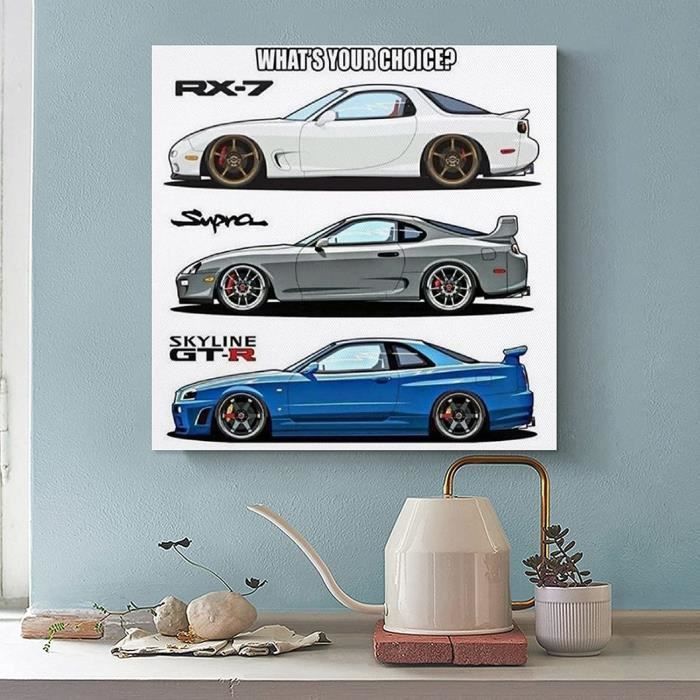 Ts Cars Poster Supra RX7 GTR Voiture de course sur toile Art Poster ...