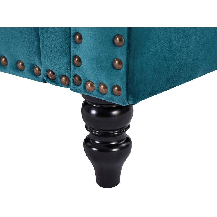 Canapé 3 places en velours bleu canard TURNER - Cdiscount Maison