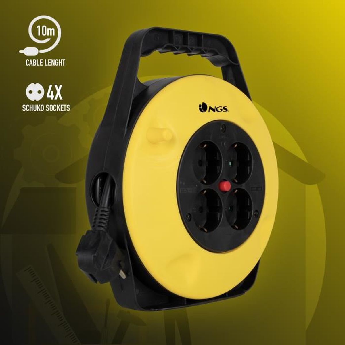 NGS GRIDROUND - Rallonge Électrique Enroleur avec 10M de Câble, 4 ...