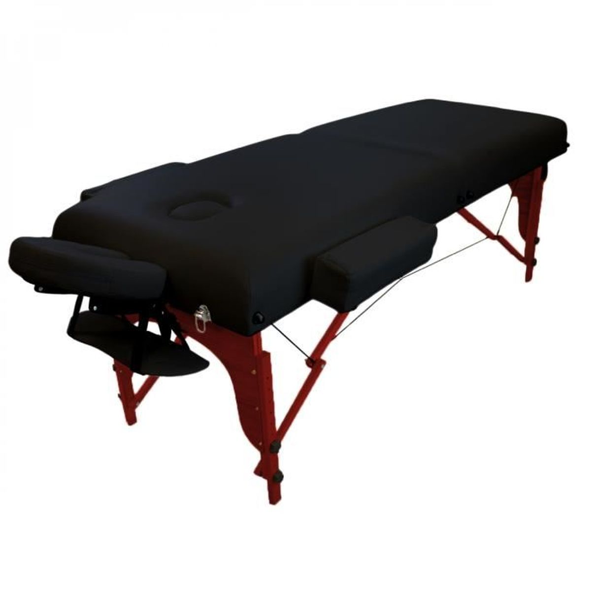 Table De Massage 15 Cm Pliante 2 Zones En Bois Foncé Avec Panneau Reiki