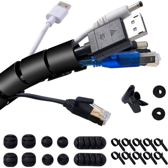 Cache Cable, Gaine Cable pour TV/Informatique, Range Câble avec 10 ...