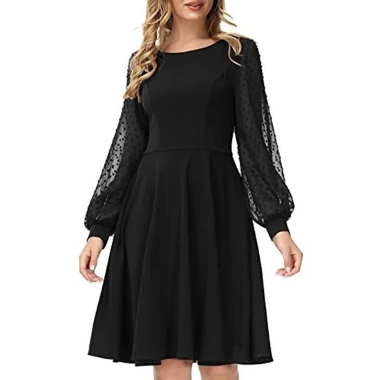 Robe à manches longues Bishop Élégante robe de soirée cocktail ALine ...