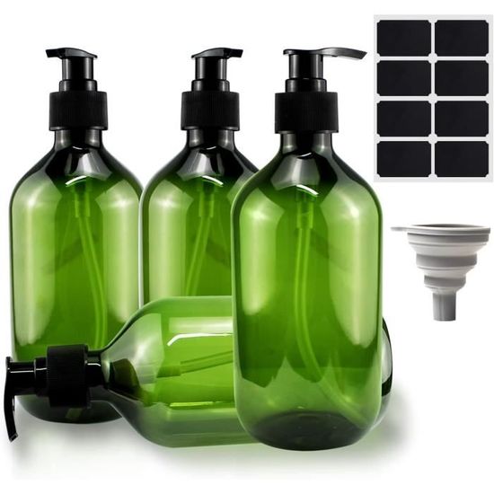 Lot De 4 Flacons De Shampooing Vides À Remplir 300 Ml - Distributeur De Savon - Bouteilles ...