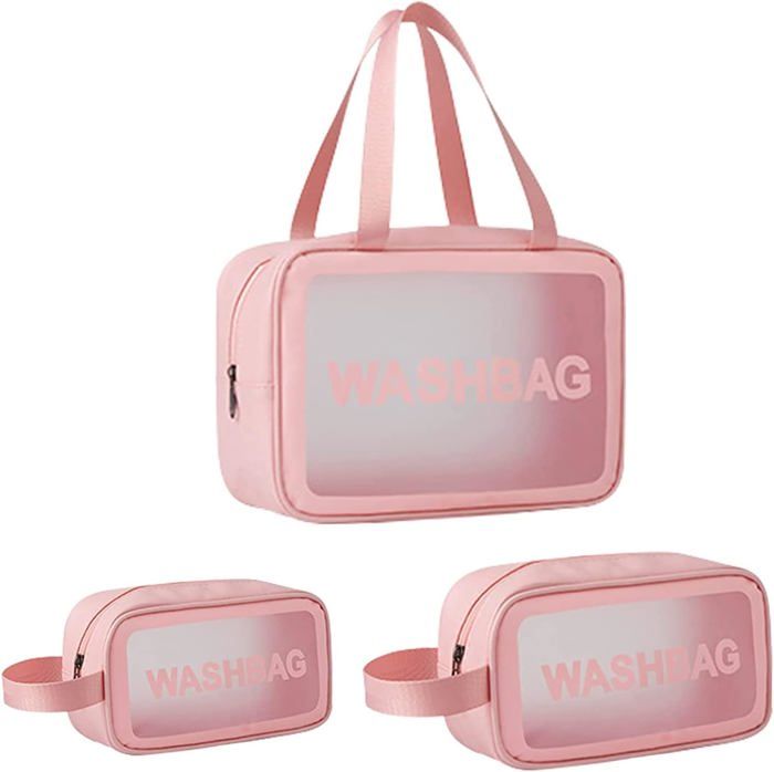 Trousse de Toilette Transparente, 3 en 1 Imperméable PVC Sacs de Lavage ...