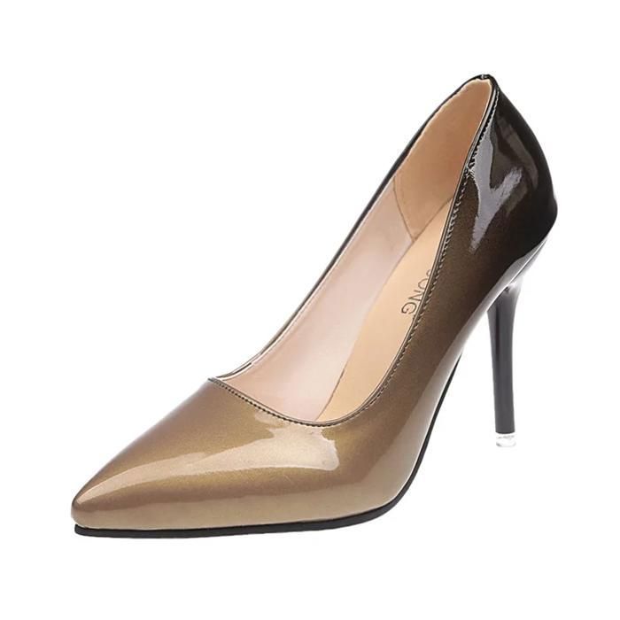 Escarpins pointus en cuir verni pour femmes,chaussures à talons hauts ...