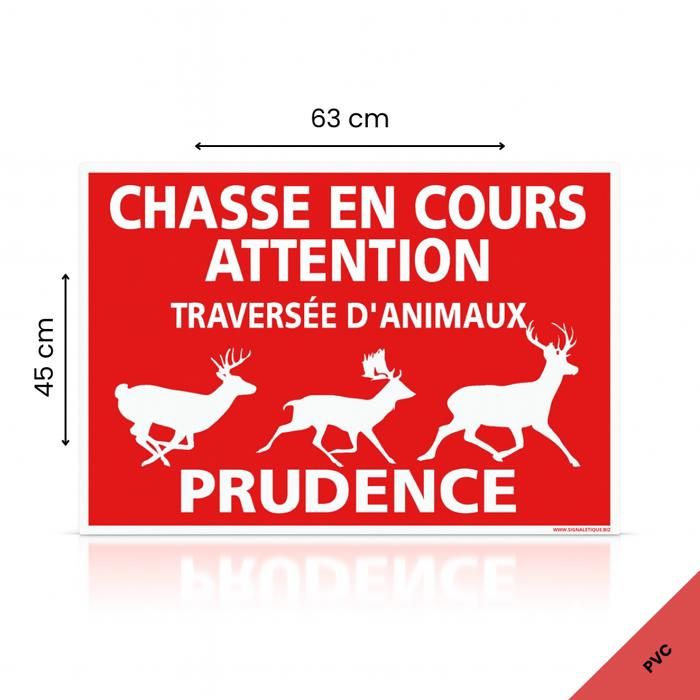 Panneau chasse en cours attention traversée d’animaux prudence cerf ...